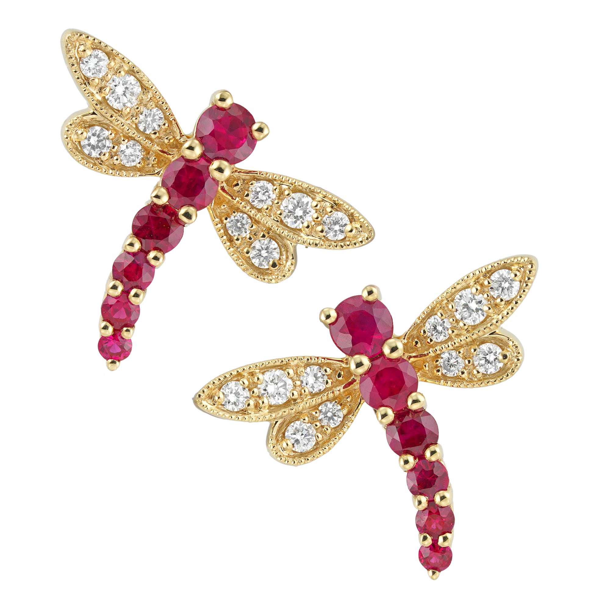 A pair of ruby and diamond dragonfly earrings – Bentley & Skinner – The ...