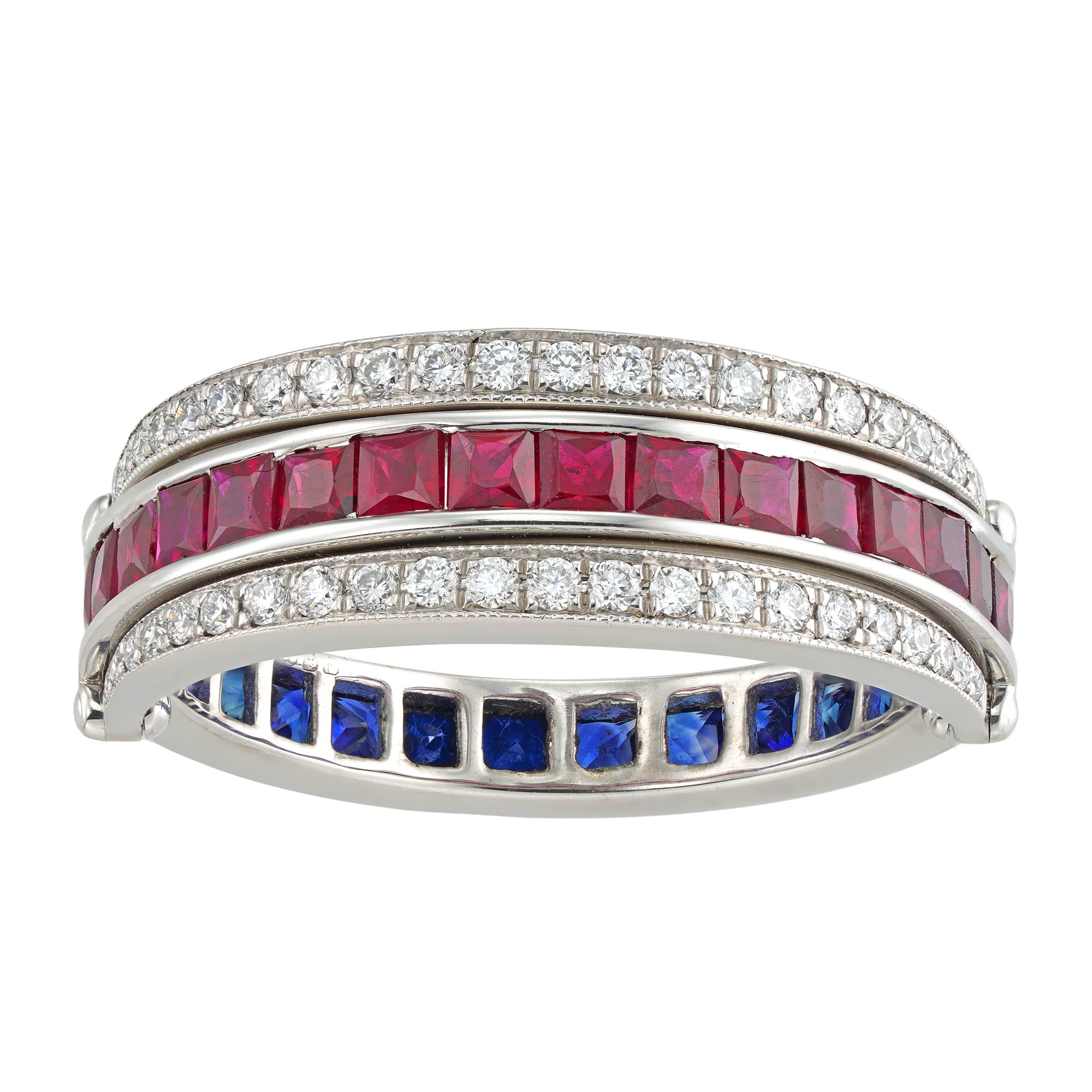 A Ruby, Sapphire And Diamond Triple Eternity Ring – Bentley & Skinner – The Mayfair antique and ...