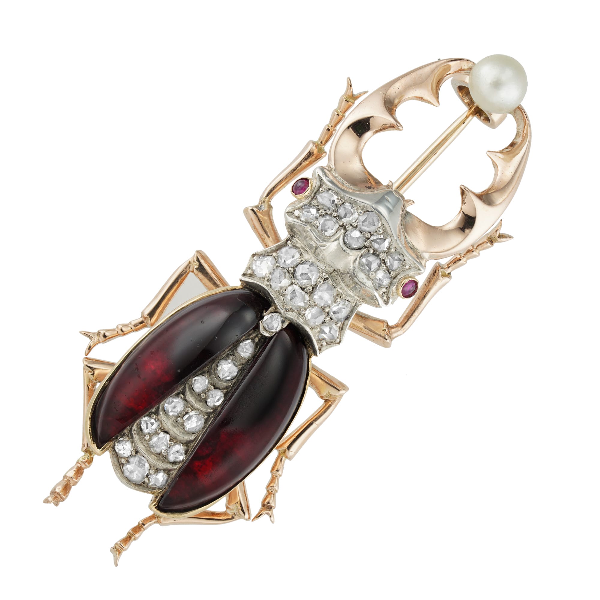 A late Victorian garnet, diamond and pearl beetle brooch – Bentley ...