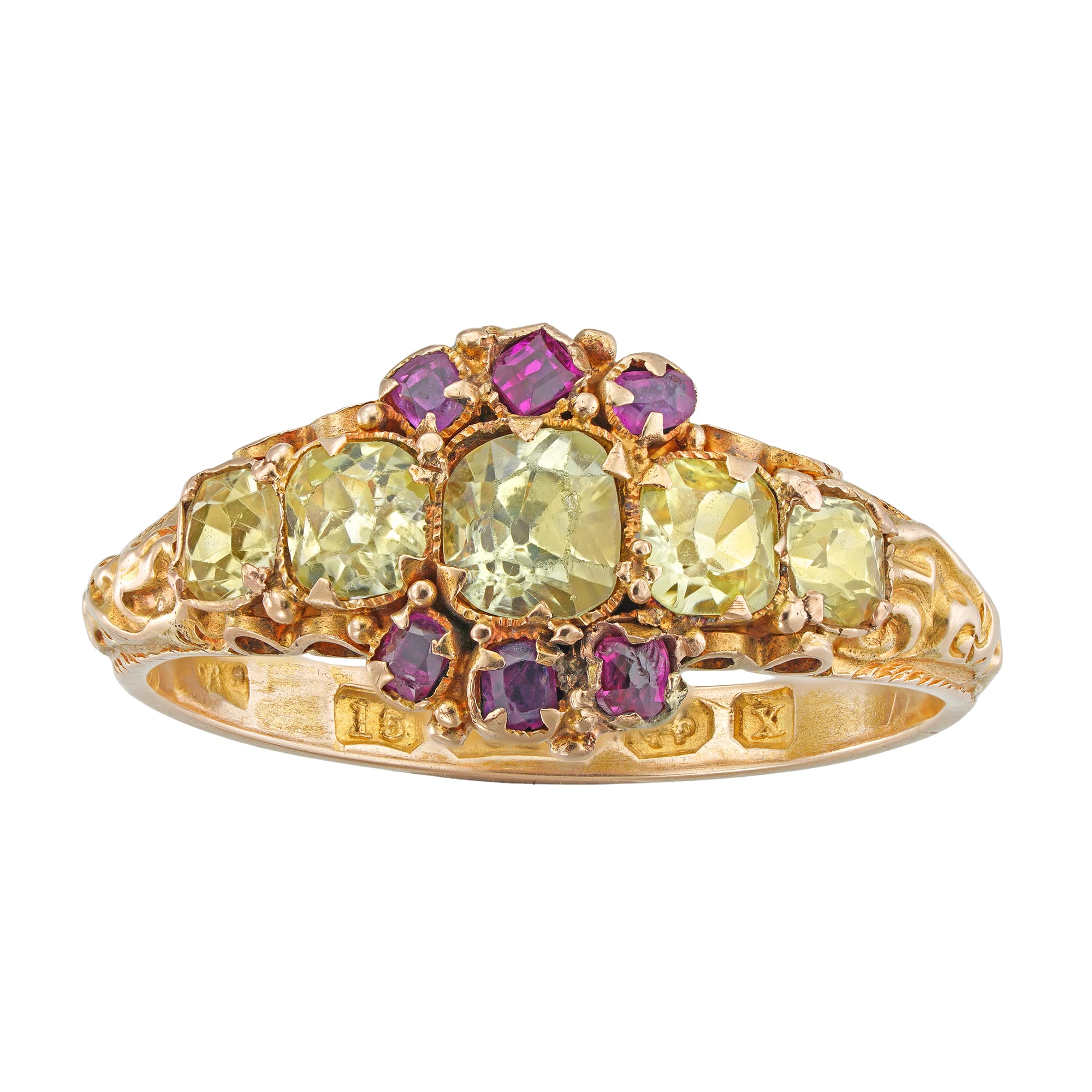 A Victorian chrysoberyl and ruby half-hoop ring – Bentley & Skinner ...