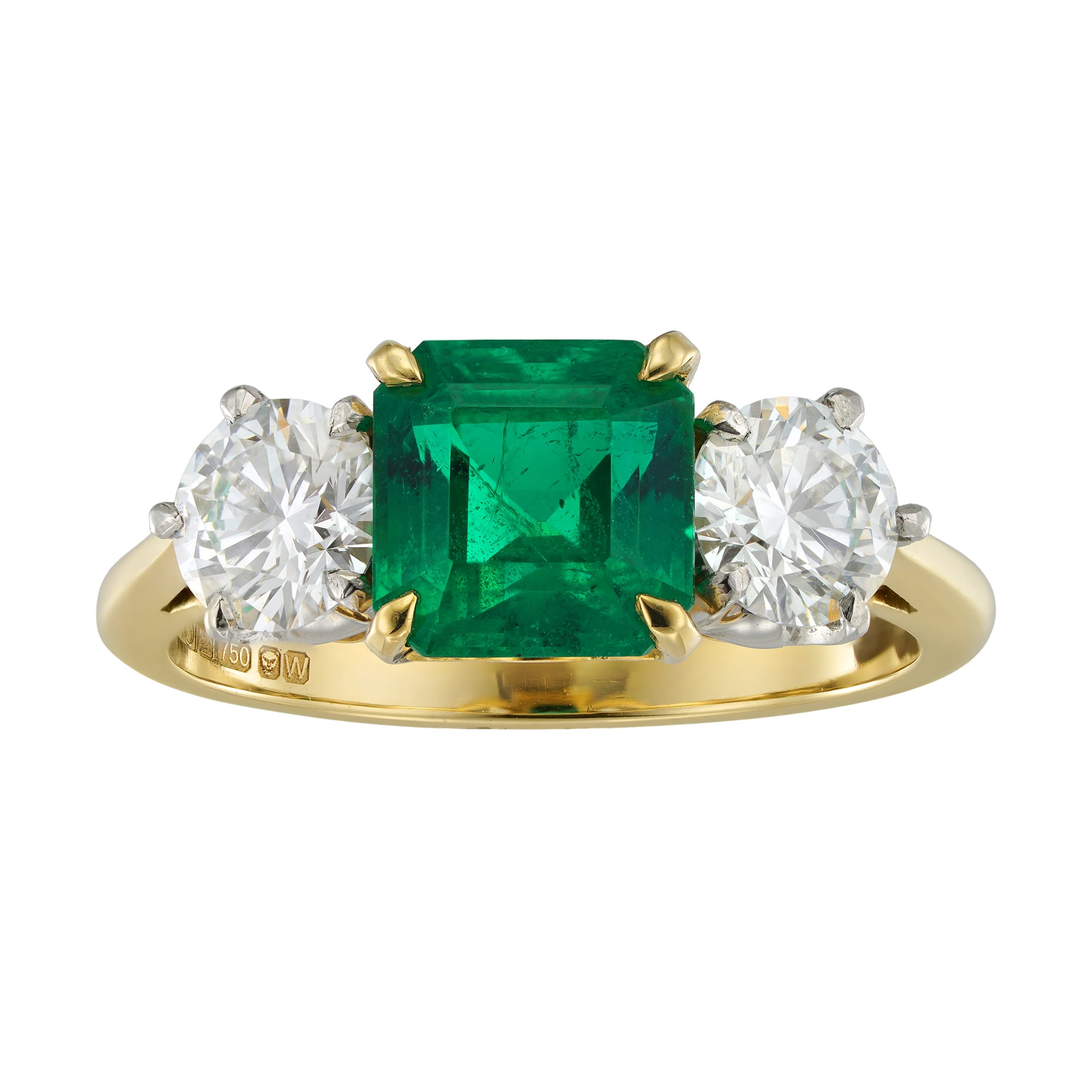 An emerald and diamond three stone ring – Bentley & Skinner – The ...