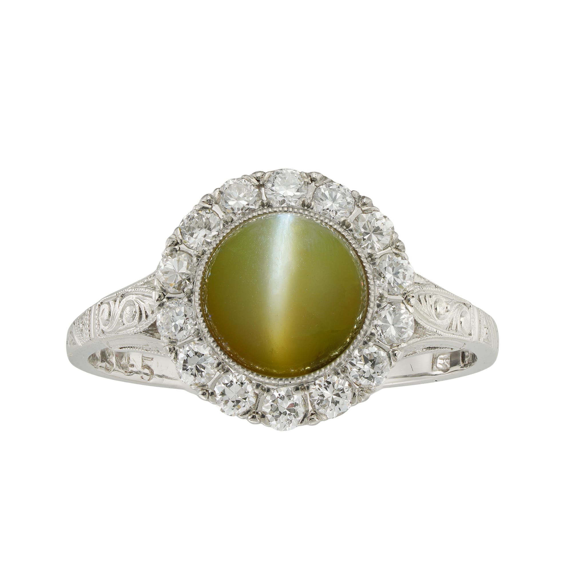 A cat's eye chrysoberyl and diamond cluster ring – Bentley & Skinner ...