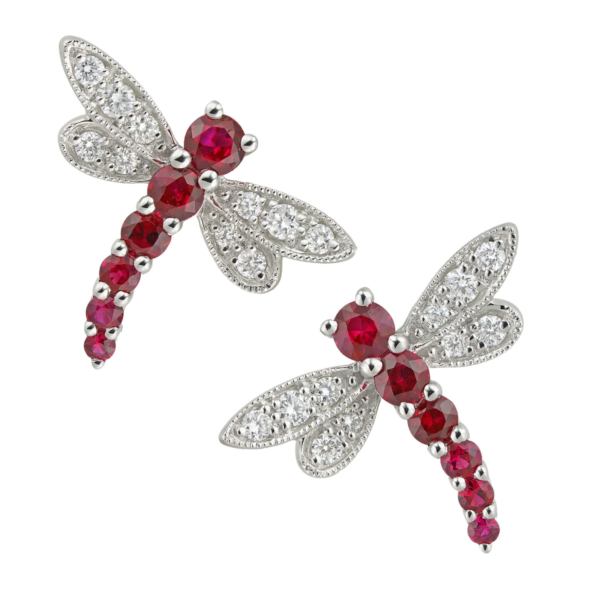 A pair of ruby and diamond dragonfly earrings – Bentley & Skinner – The ...